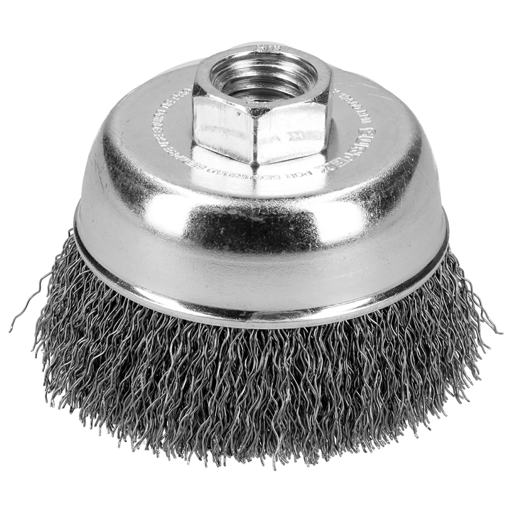 C500 Carda copa ondulada alambre delgado 3" x 0.35 mm con rosca 5/8" Surtek - Tienda Urrea