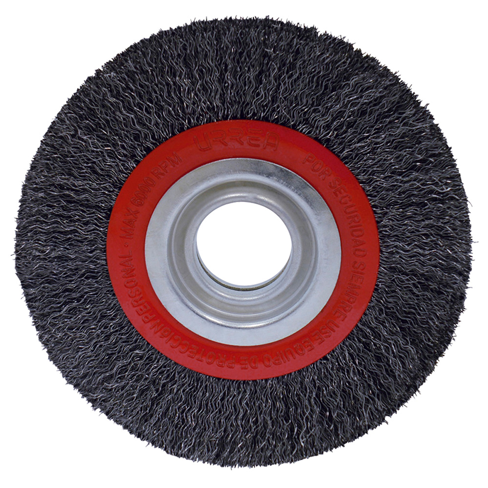 Carda circular ondulada alambre grueso para esmeril 6" x 0.35 mm multi eje URREA - Tienda Urrea